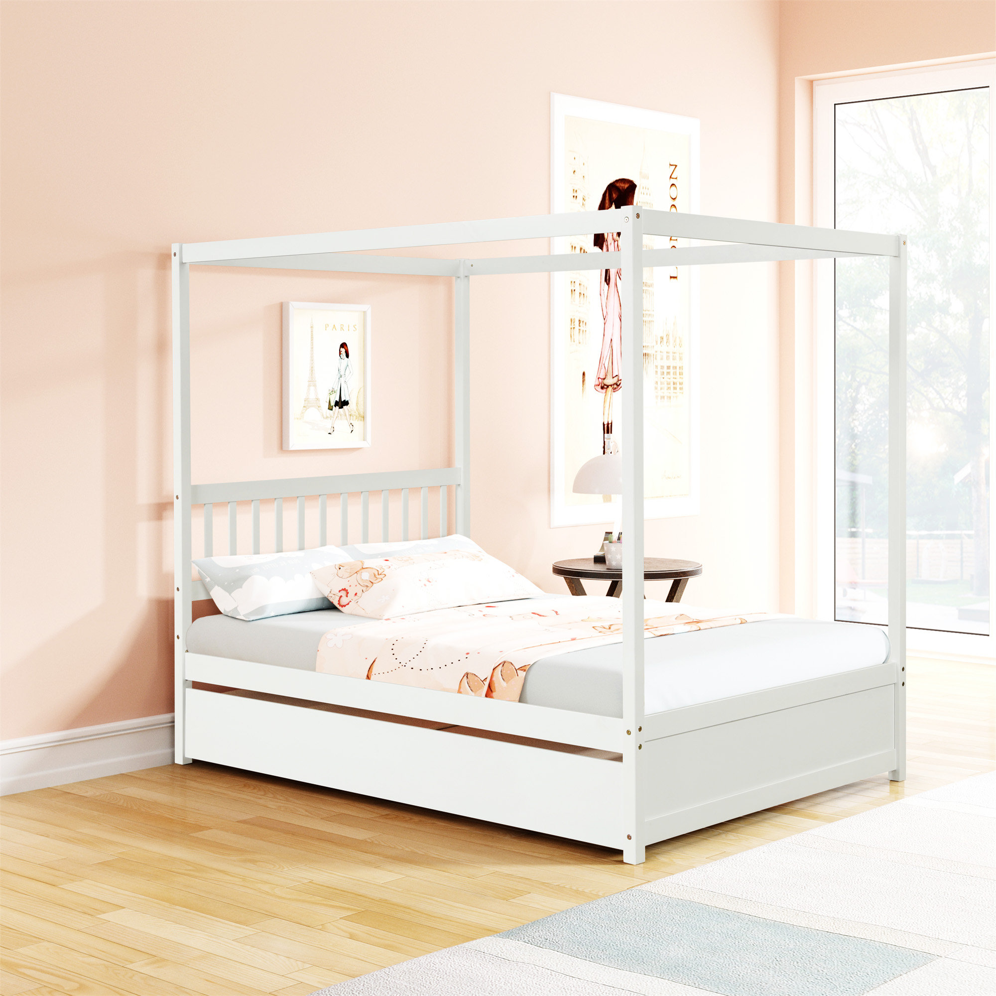 Twin canopy trundle bed store